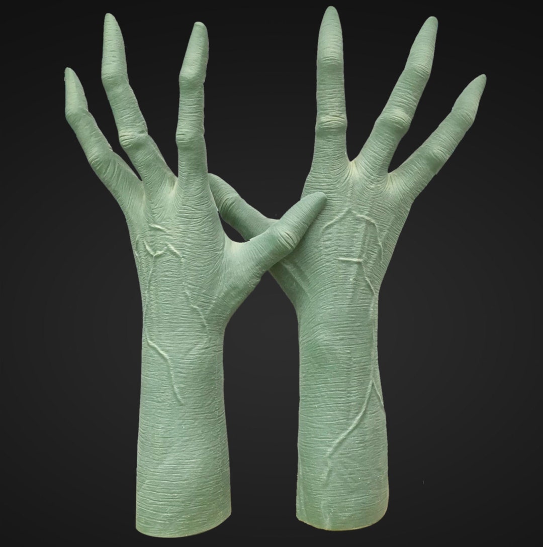 ALIEN HANDS Latex Gloves little Green Man WEARABLE Handmade Signed ...