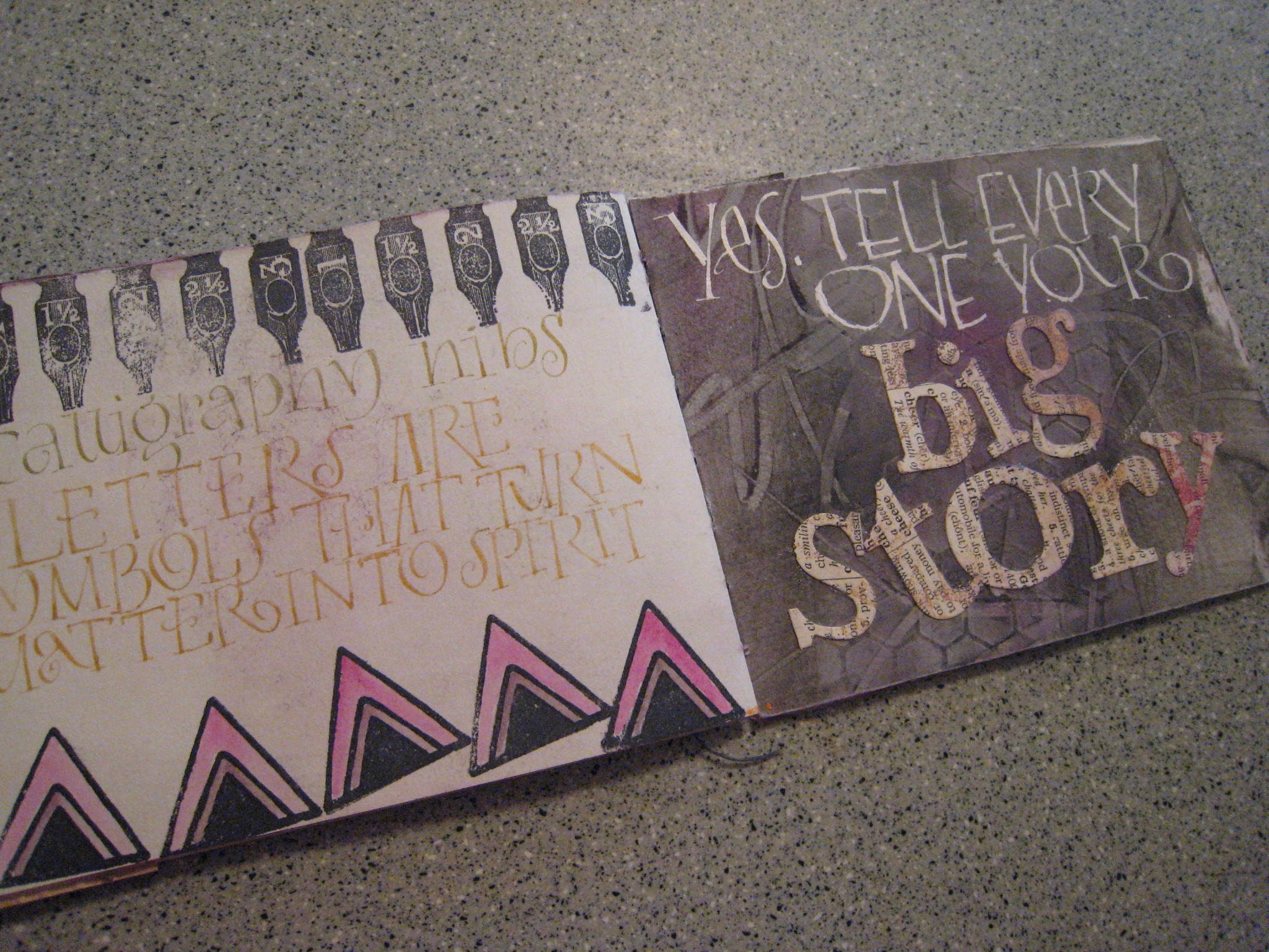 Hand Lettered Paste Paper Book-words With Purpose - Etsy