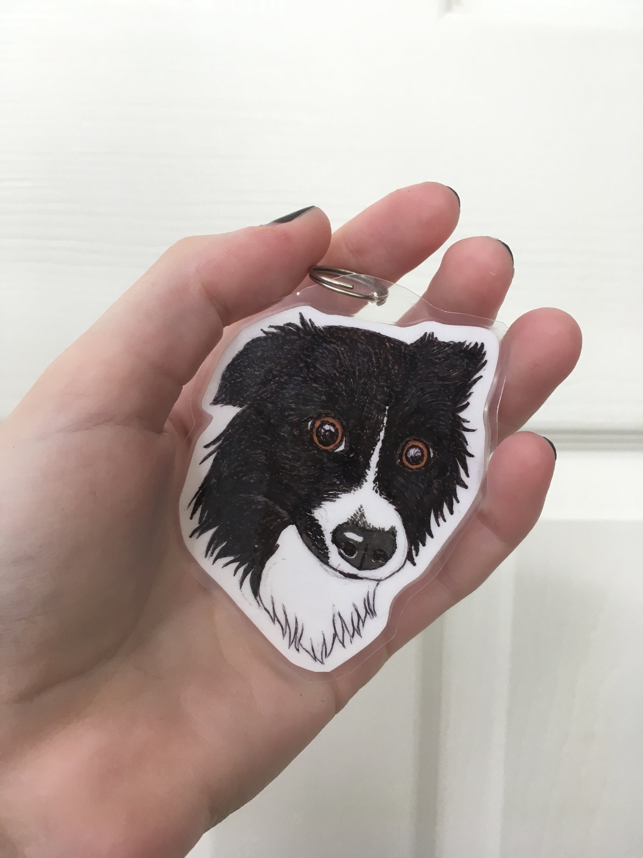 Personalized Laminated Pet Keychain (hand-drawn) - Etsy