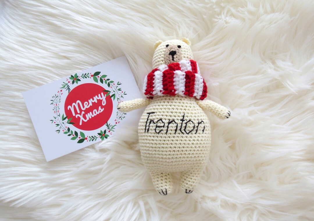 Crochet Grizzly Bear Personalized Stuffed Woodland Animal Baby Nephew ...