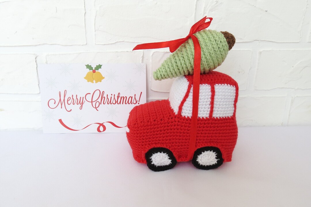 Plush Red Car and Christmas Tree Crochet Baby Boy Toy Gift for New Baby ...