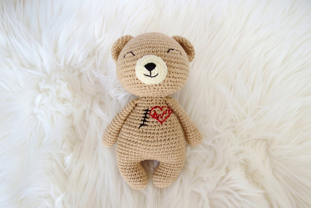 Heart Surgery Bear Scar Buddy Crochet Doll, Heart Warrior Stuffed ...