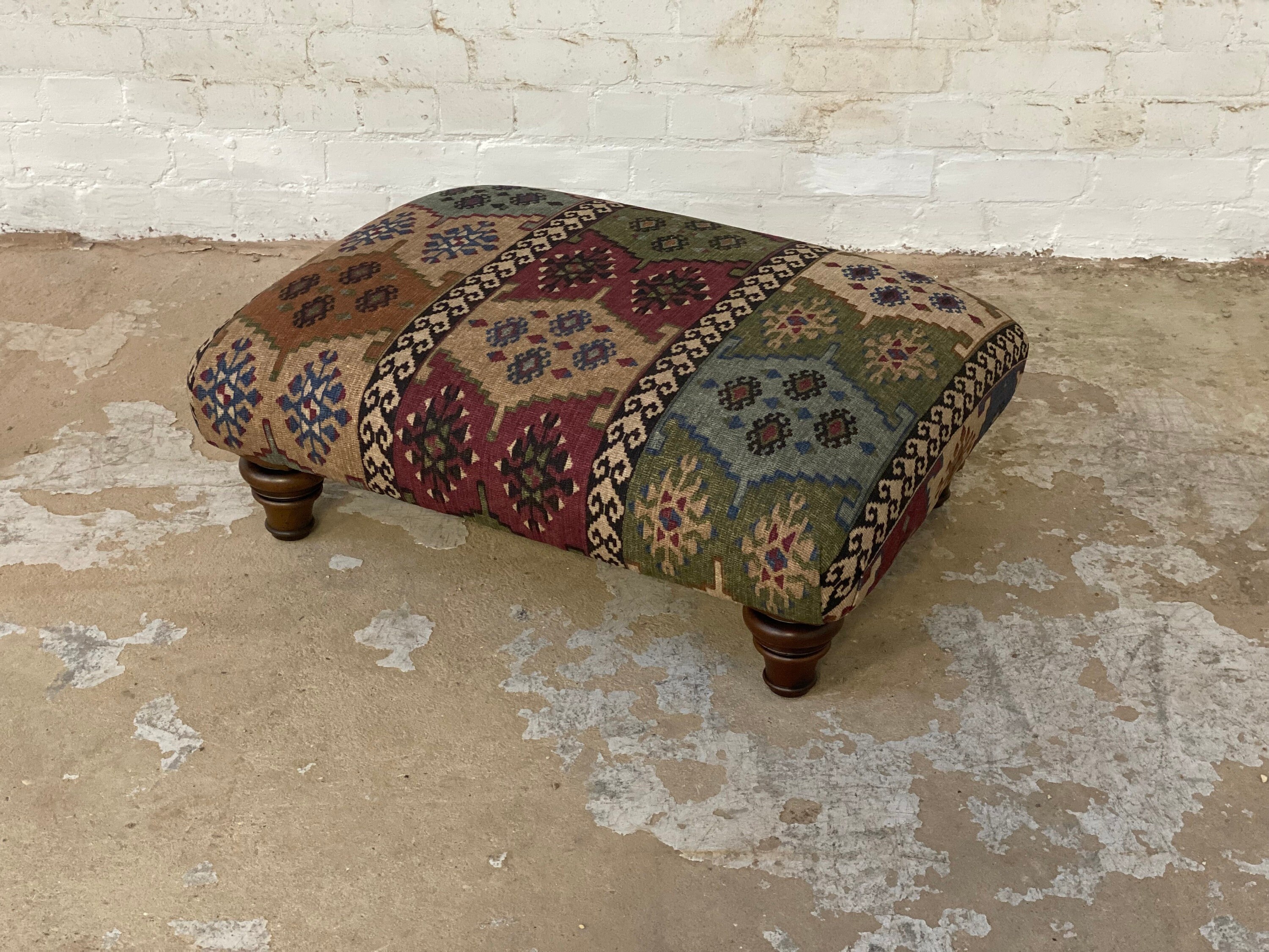 Handmade Anthropology Footstool, Upholstered Coffee Table, Multi ...