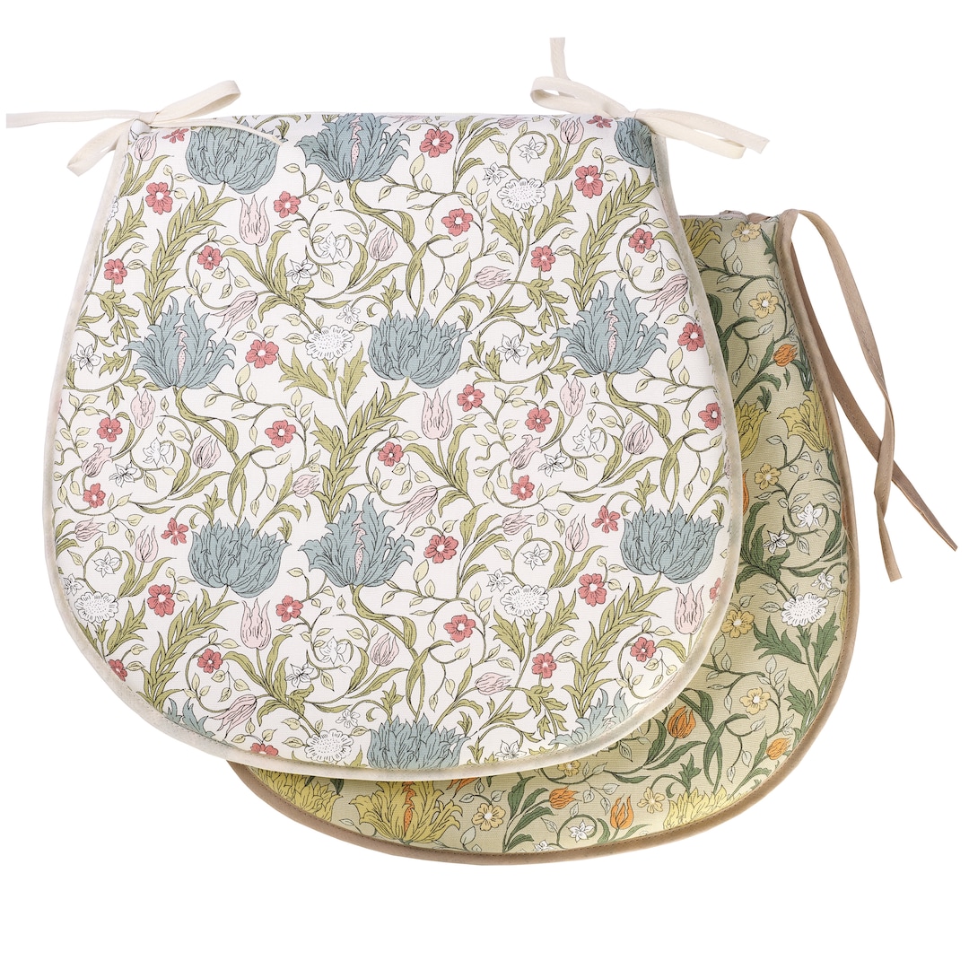 Pair Kitchen Dining Room Chair Pads With Zip and Ties. Pair D Shaped ...