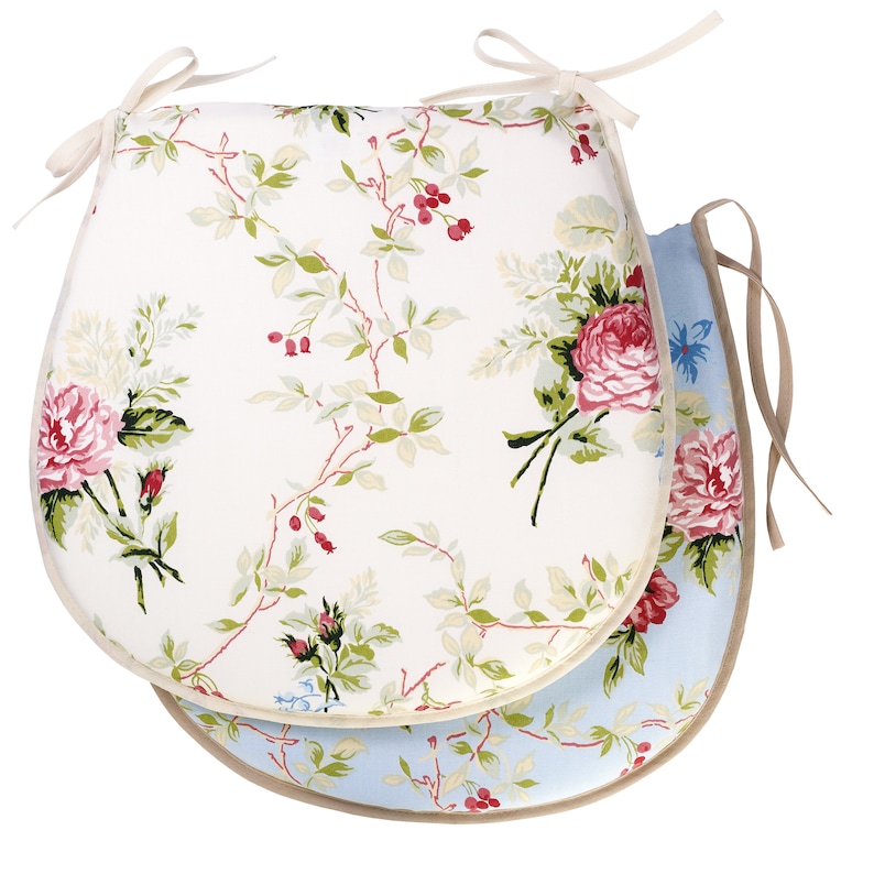 Floral Cotton D-shaped Chair Pads With Ties (pair) - Etsy