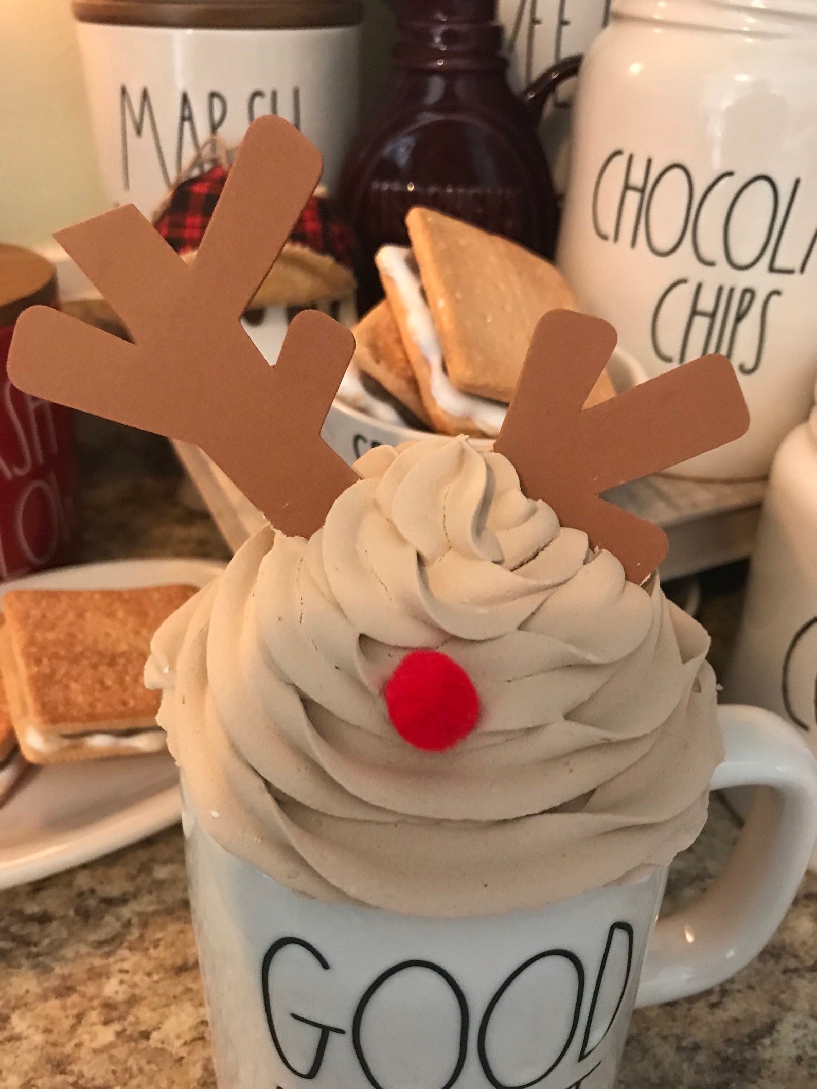 Rudolph the Red Nosed Reindeer Fake Faux Whipped Cream Mug - Etsy