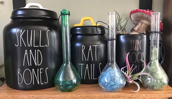 Witches Potion Beakers Hanging Bottles Crystals Pour Green - Etsy