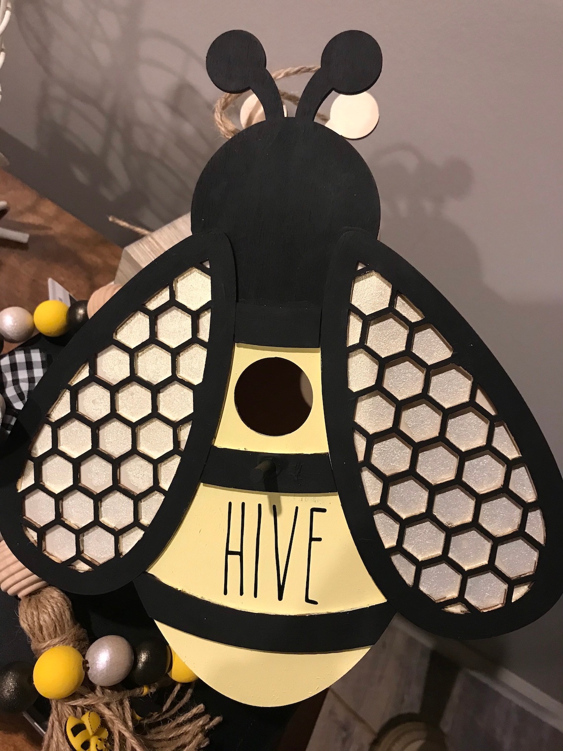 Bee Hive Wooden Birdhouse-rae Dunn Inspired Spring Summer Home - Etsy