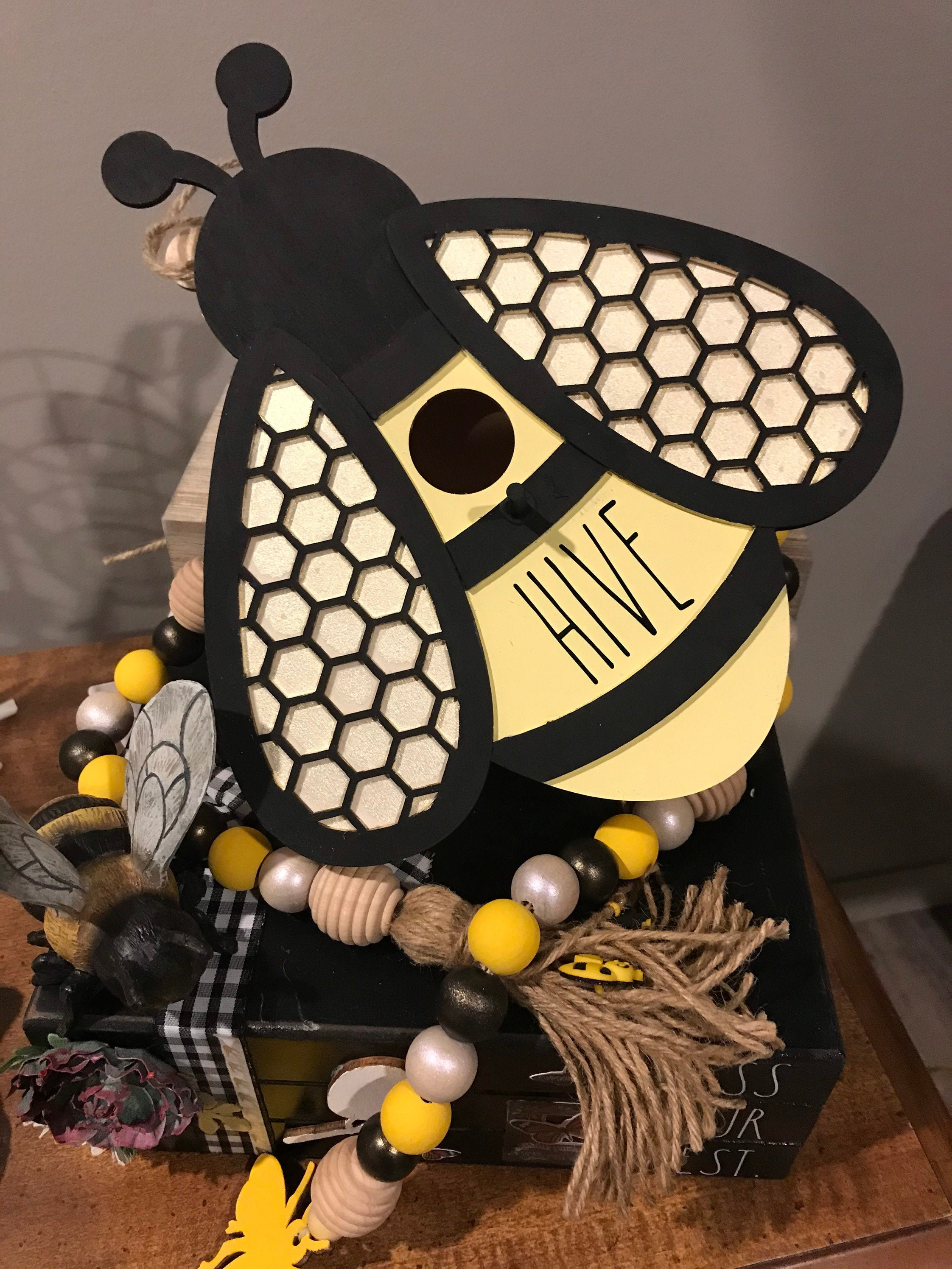 Bee Hive Wooden Birdhouse-rae Dunn Inspired Spring Summer Home | Etsy