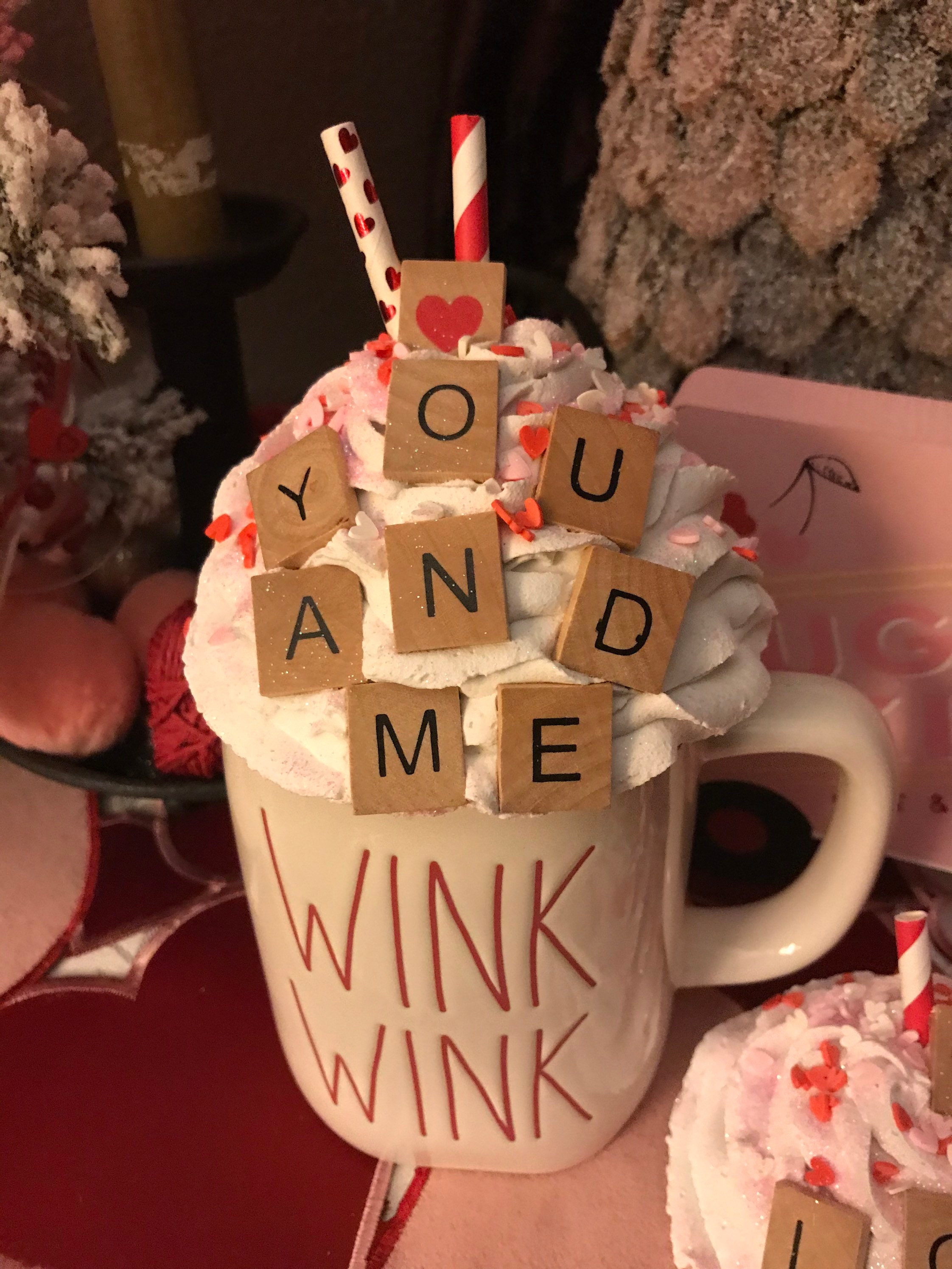 Scrabble Tiles Valentines Day Fake Faux Whipped Cream Mug | Etsy