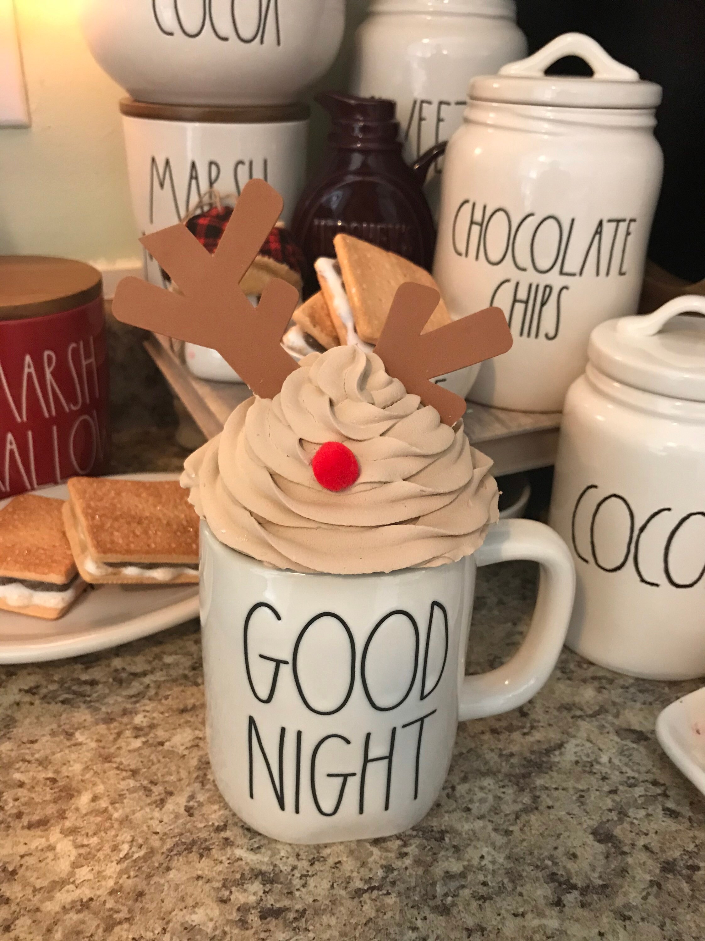 Rudolph the Red Nosed Reindeer Fake Faux Whipped Cream Mug - Etsy