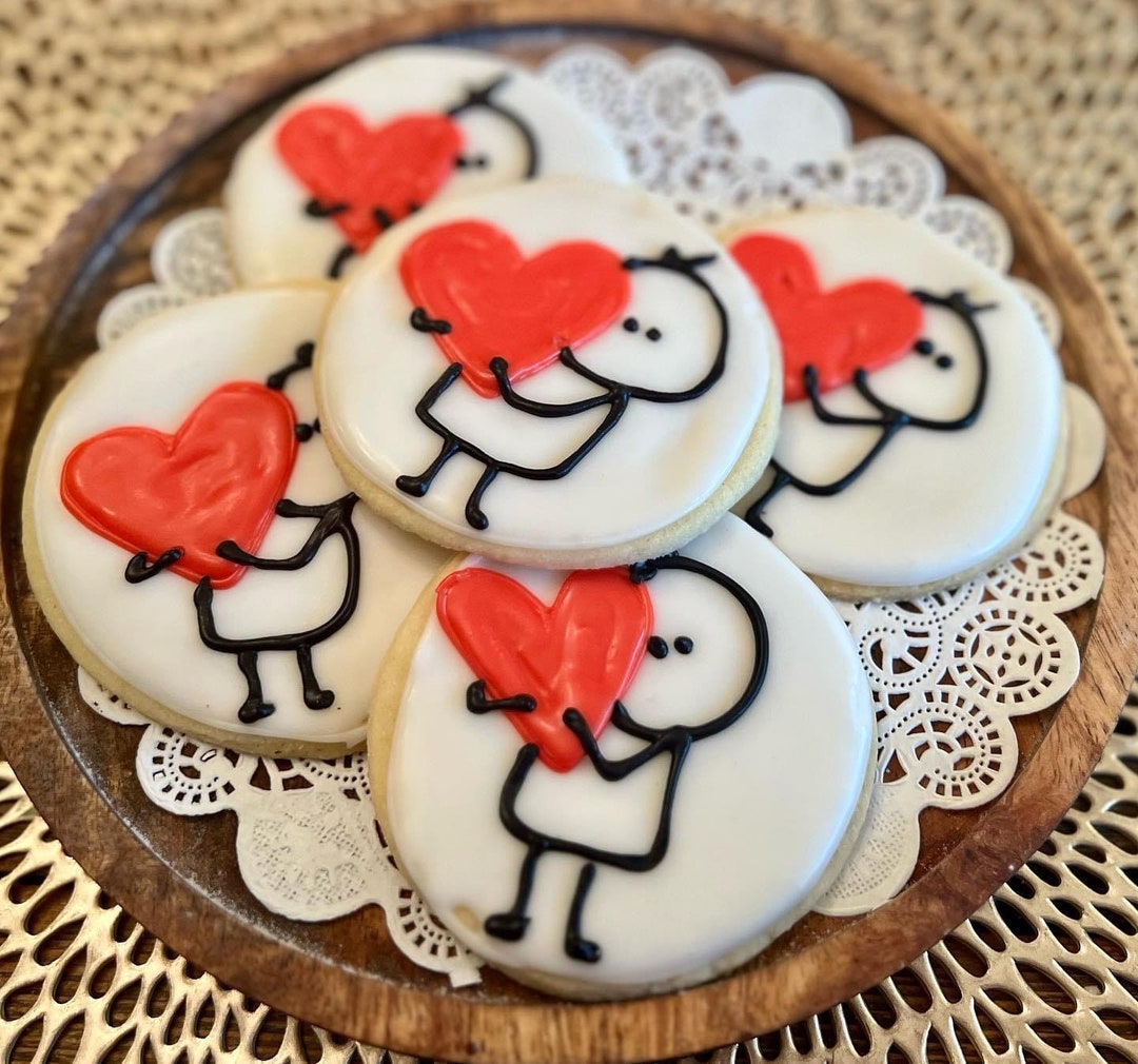 Valentine Sugar Cookies Hug Me Iced Red Heart Cookies Heres My Heart ...