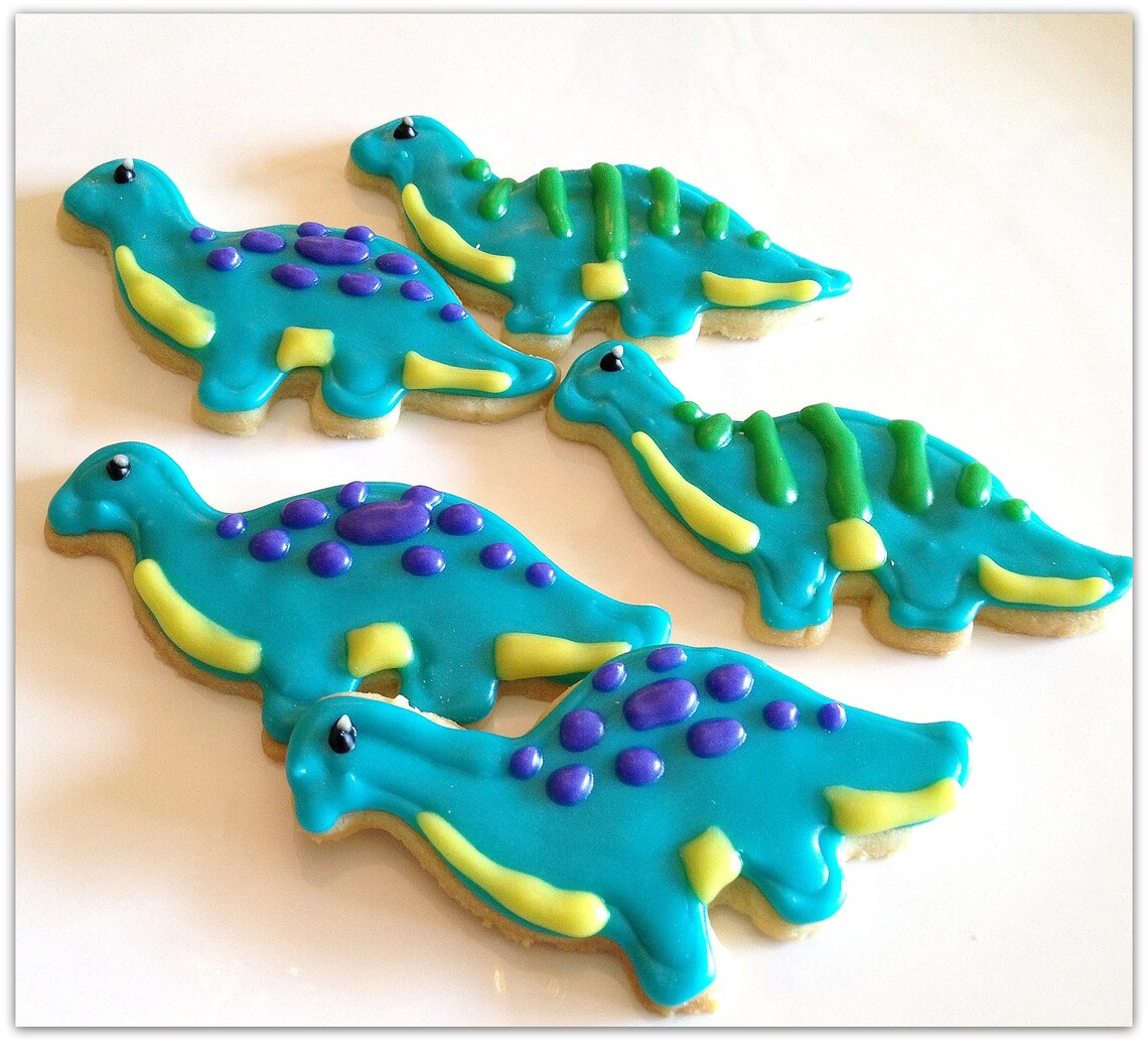Dinosaur Sugar Cookies Iced Decorated Cookies Jurassic Theme - Etsy