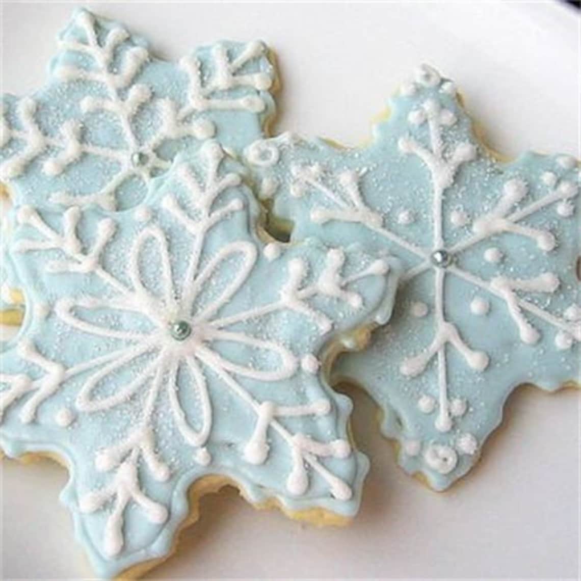 Blue Snowflake Sugar Cookies Holiday 2021 Iced Christmas - Etsy