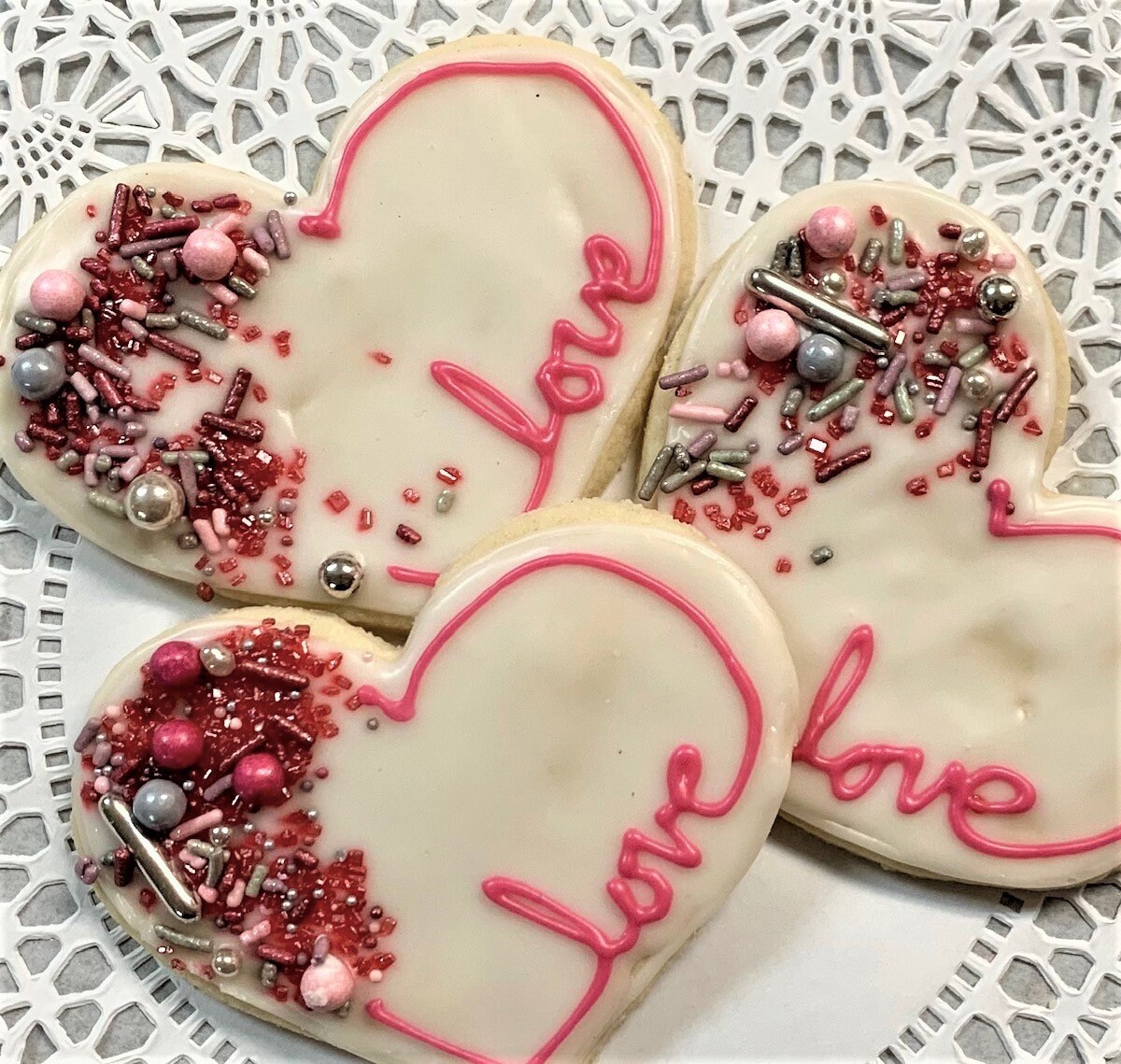 Valentine Heart Cookies Sprinkled Love Iced Decorated Cookies Valentine ...