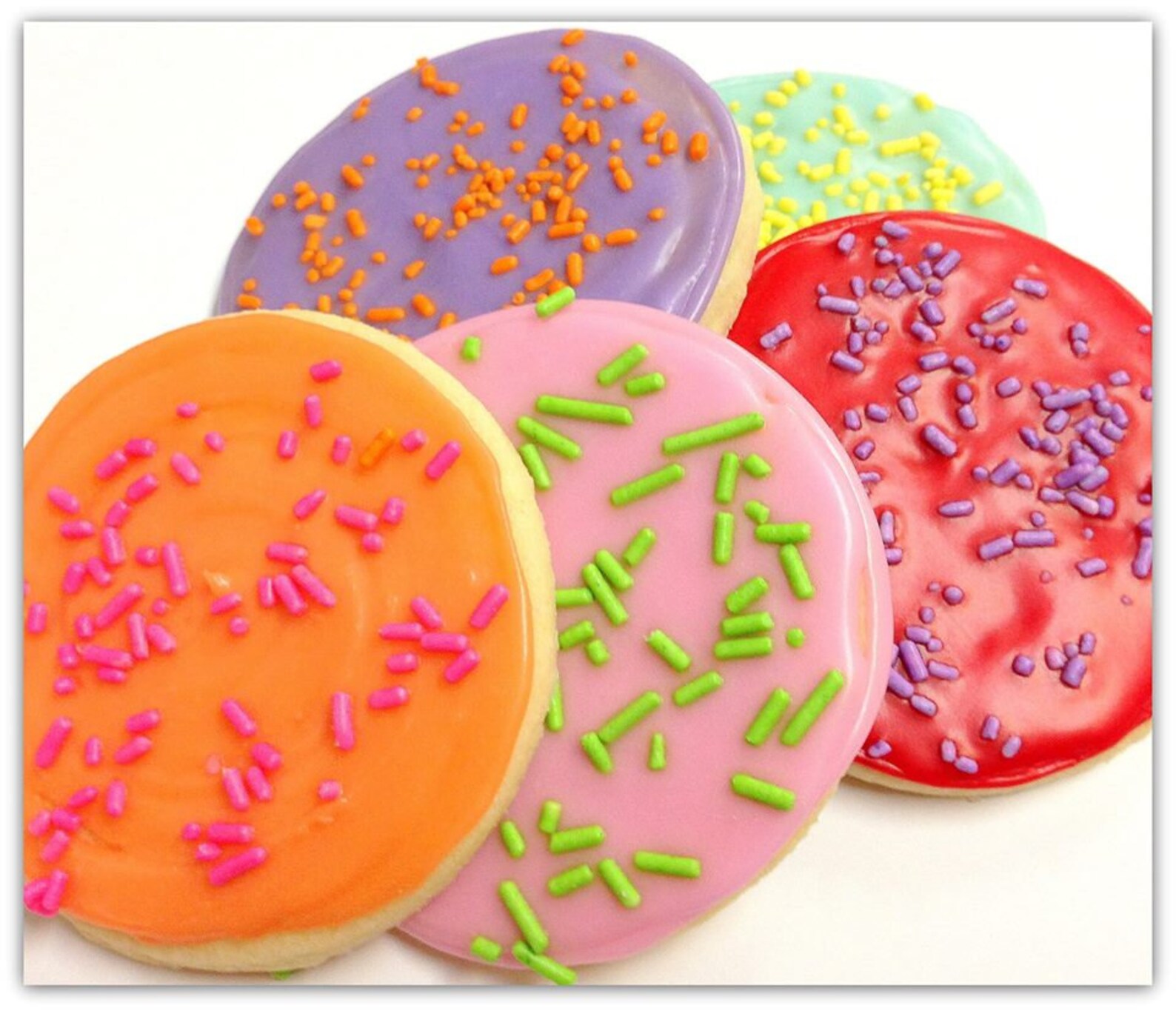 Simple Round Sugar Cookies Rainbow Iced Decorated Sugar - Etsy
