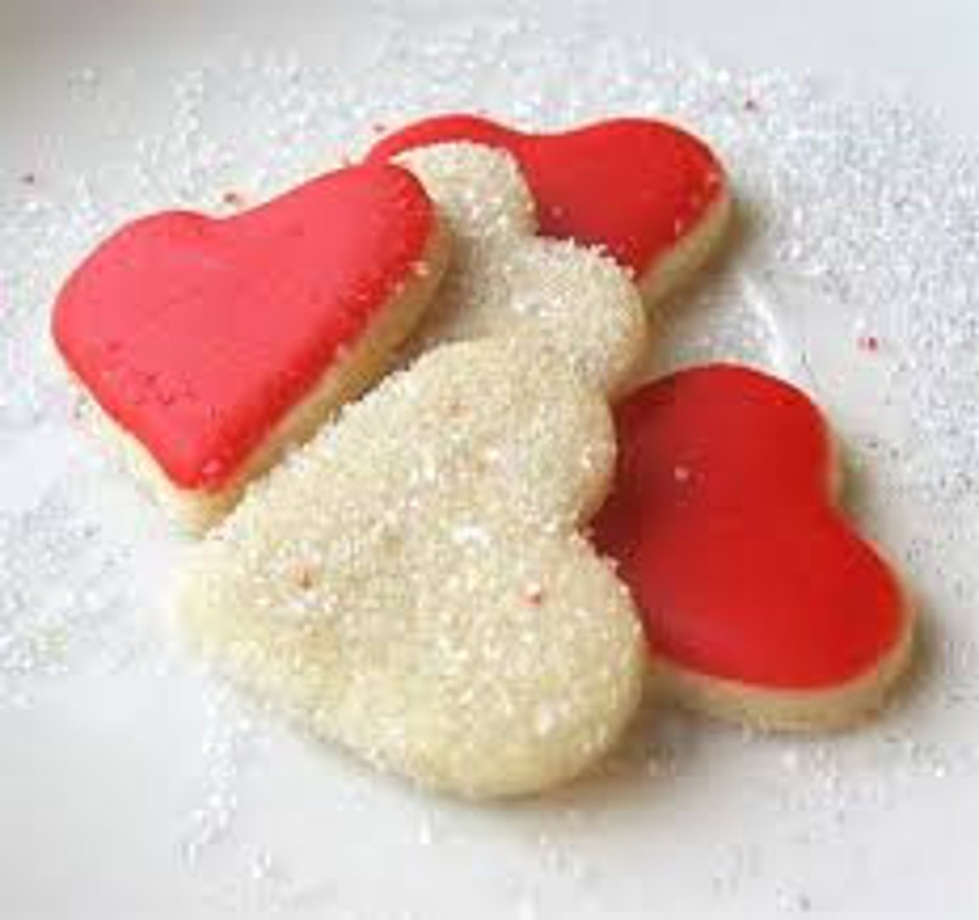 Petite Hearts Sugar Cookies Mini Valentine Iced Cookies Red and ...