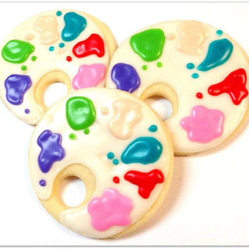 Painting Party Favors Paint Palette Cookies Art Palette - Etsy