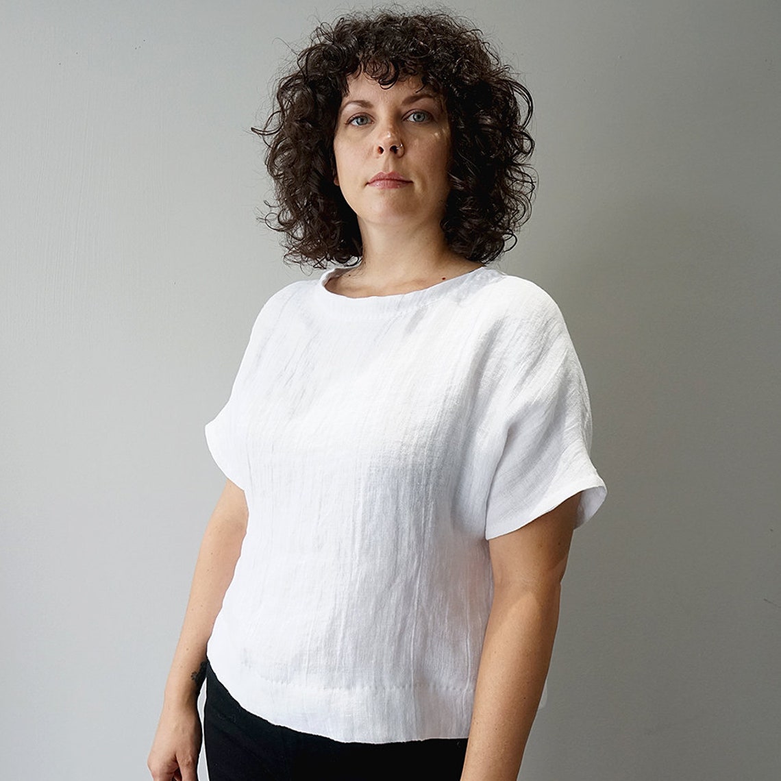 White Linen Top - Etsy