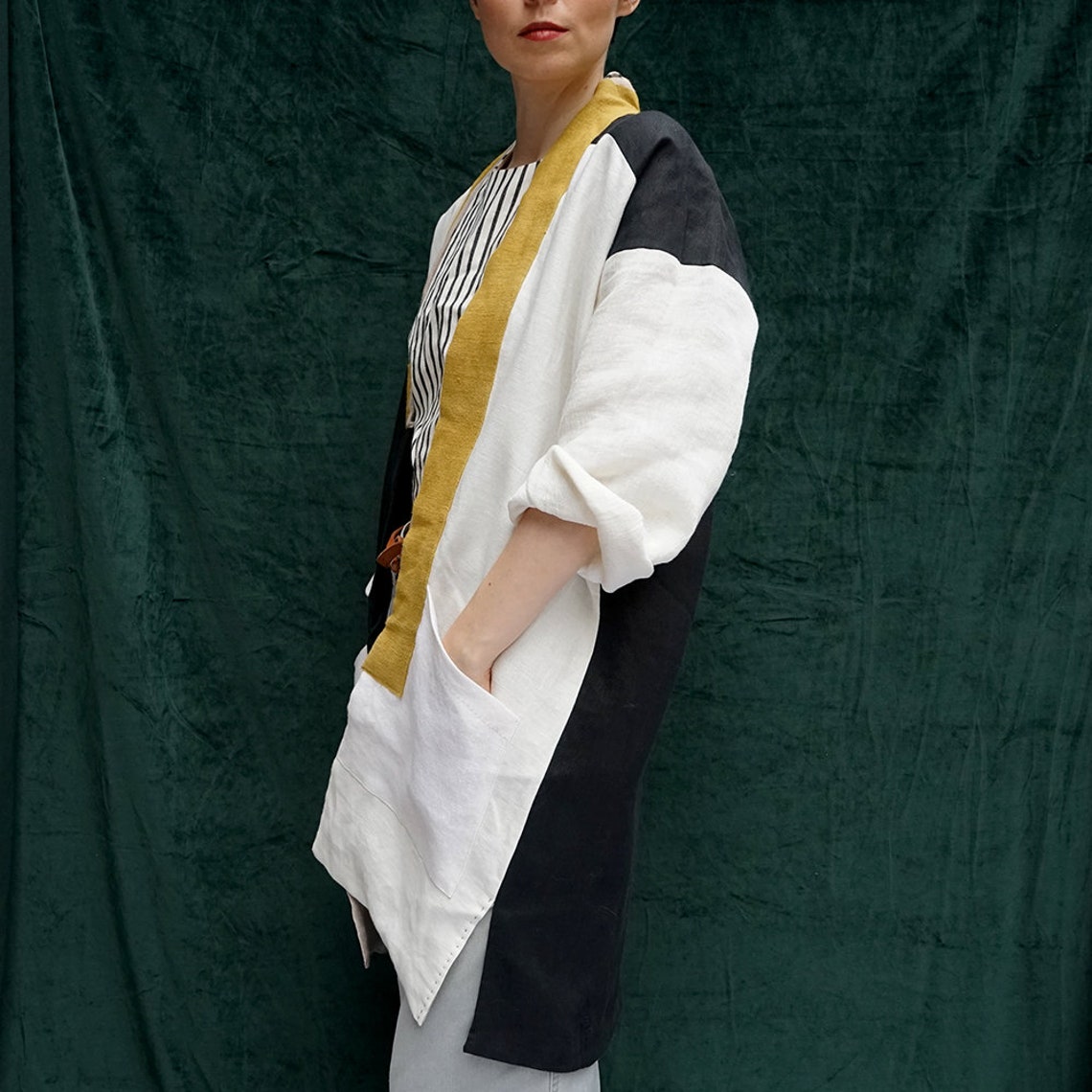 Linen Workwear Kimono Jacket Handstitched NYC - Etsy
