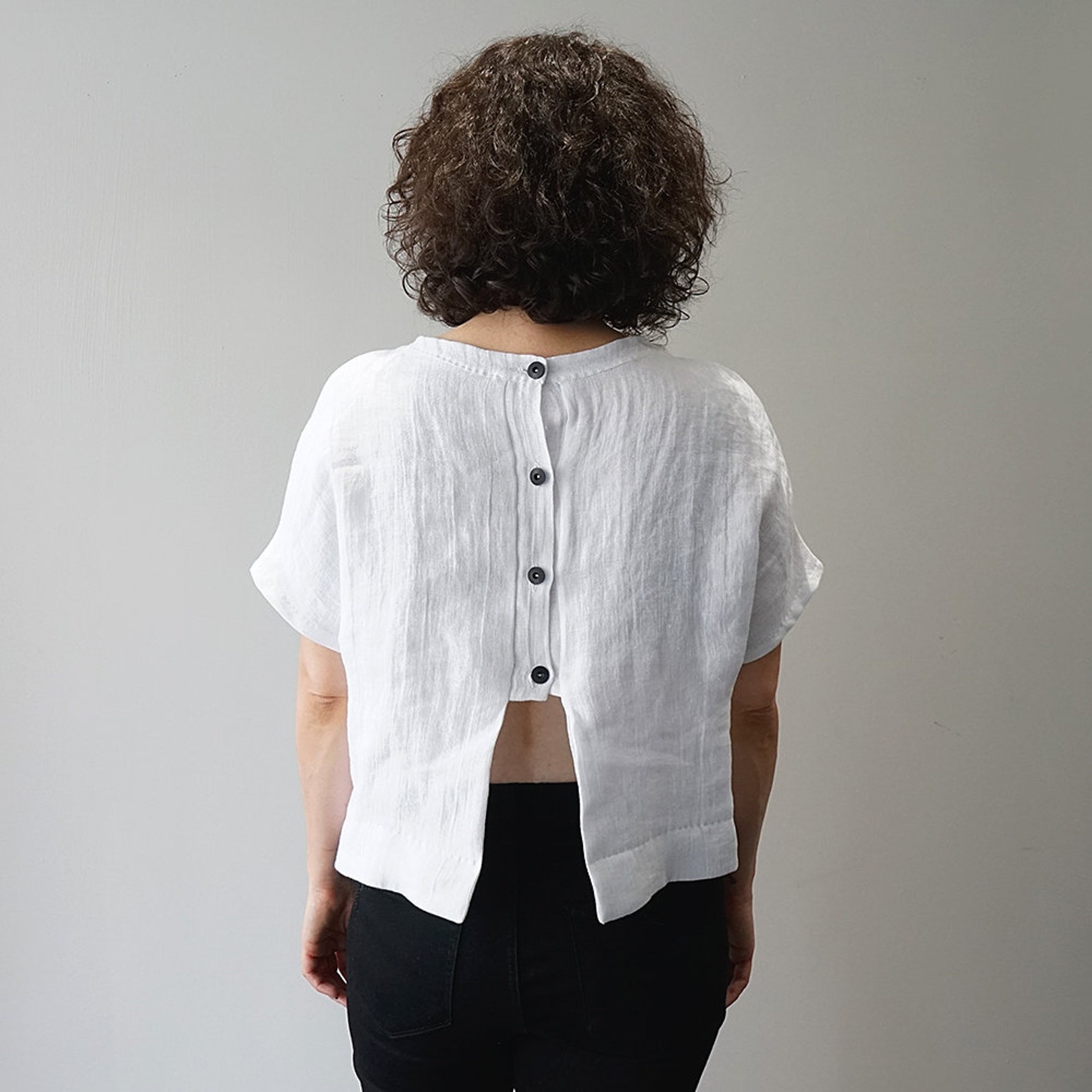 White Linen Top - Etsy