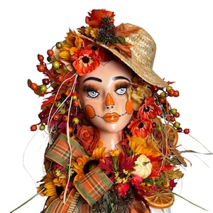 Fall Scarecrow Mannequin Head Centerpiece, Fall Pumpkin Table Decor ...