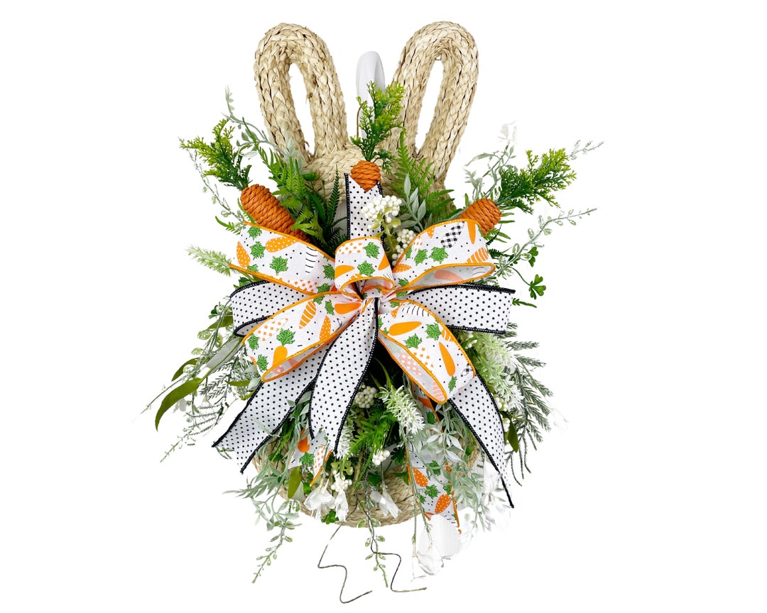 Easter Bunny Front Door Hanger, Easter Decor, Easter Bunny With Carrots ...