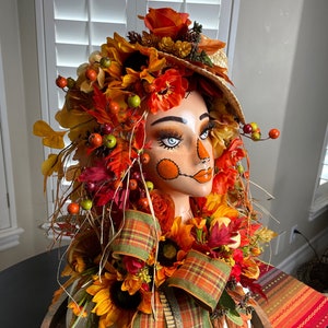 Fall Scarecrow Mannequin Head Centerpiece, Fall Pumpkin Table Decor ...