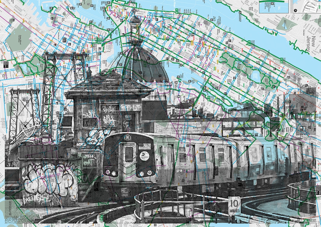 NYC Subway (B/W), NYC Pocket Art, New York Map, New York Print, NYC ...