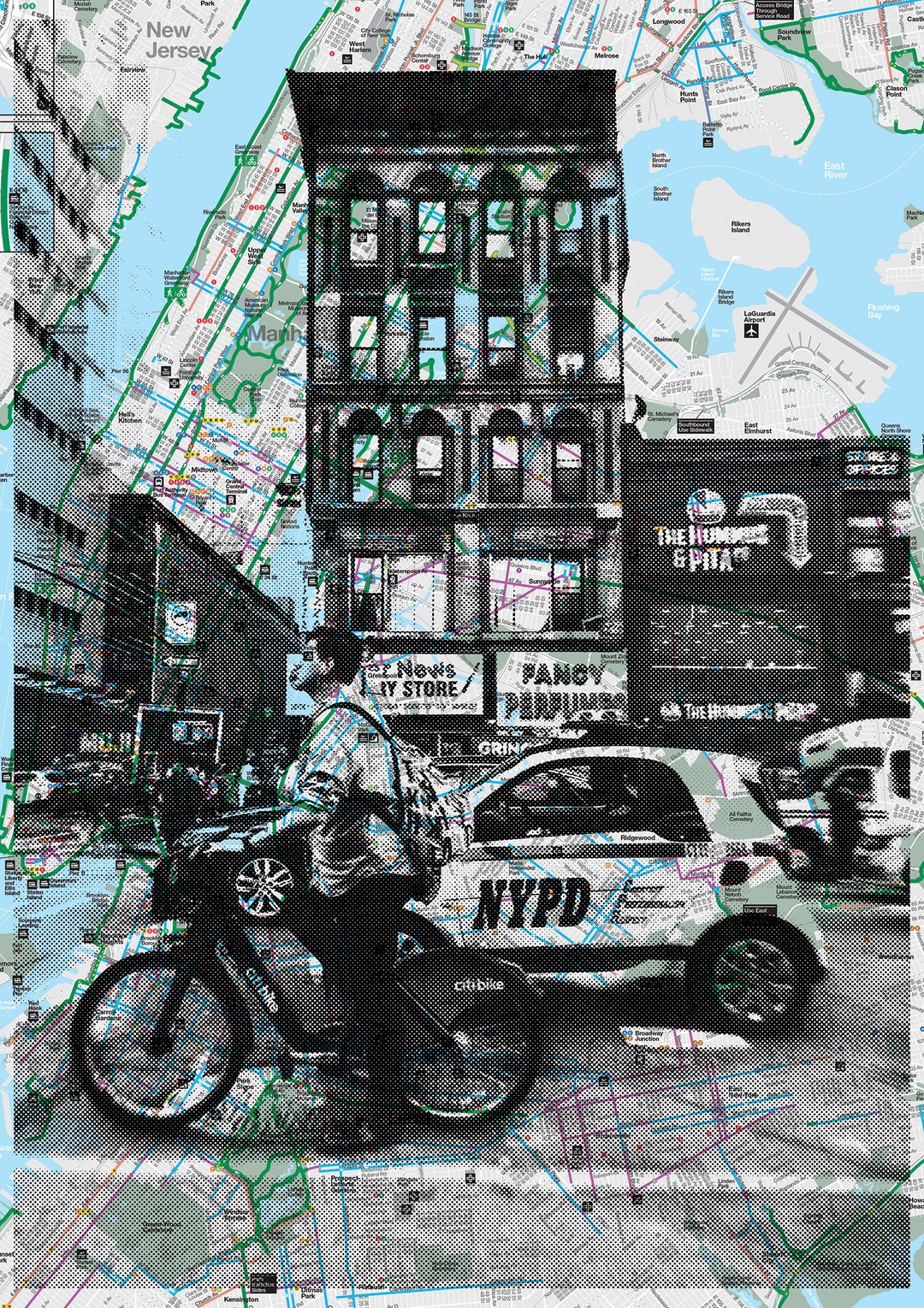 Manhattan (B/W), NYC Pocket Art, New York Map, New York Print, NYC ...