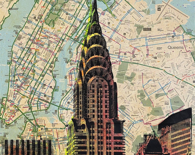 Chrysler Building (color), NYC Pocket Art, New York Map, New York Print ...