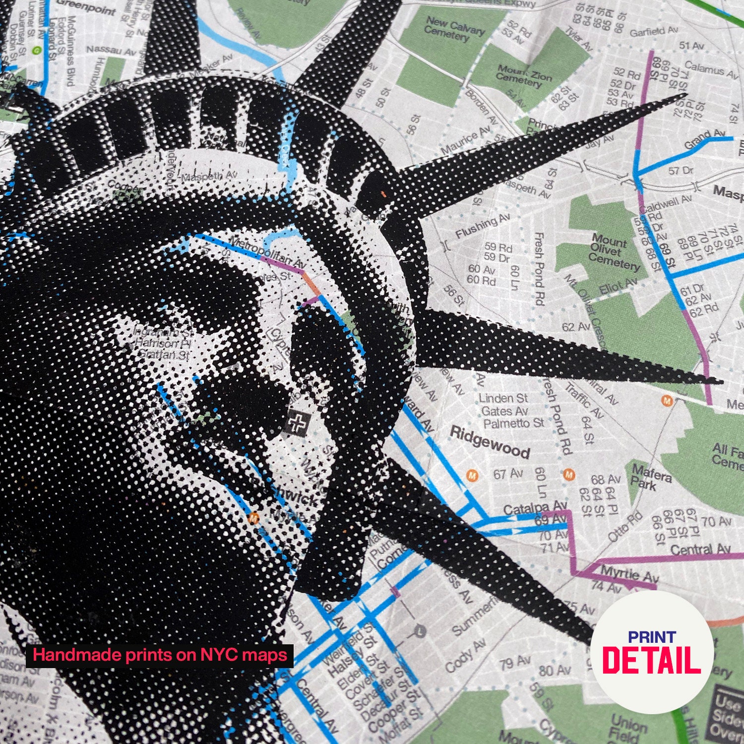 NYC Subway Map Print Handmade Silk Screen Printing Yankee | Etsy