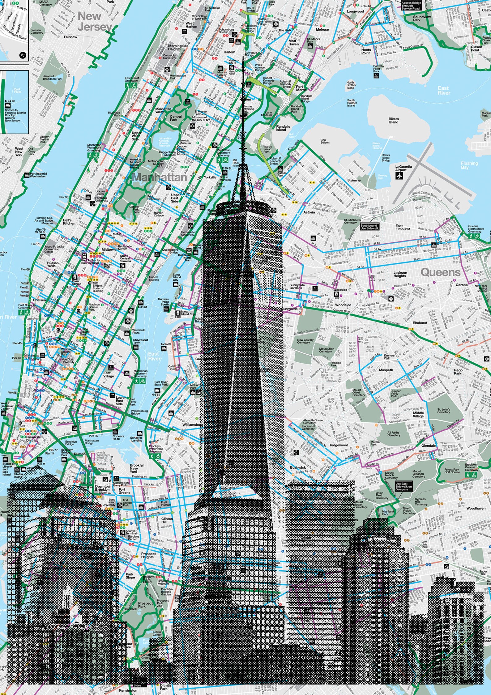 Freedom Tower (B/W), NYC Pocket Art, New York Map, New York Print, NYC ...
