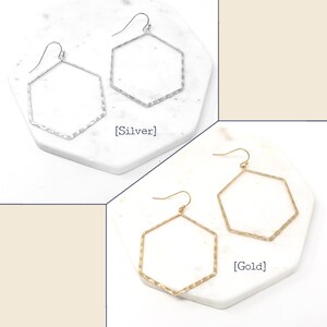Hexagon Earring Dangle, Geometric Earring, Lightweight Earring, Polygon ...