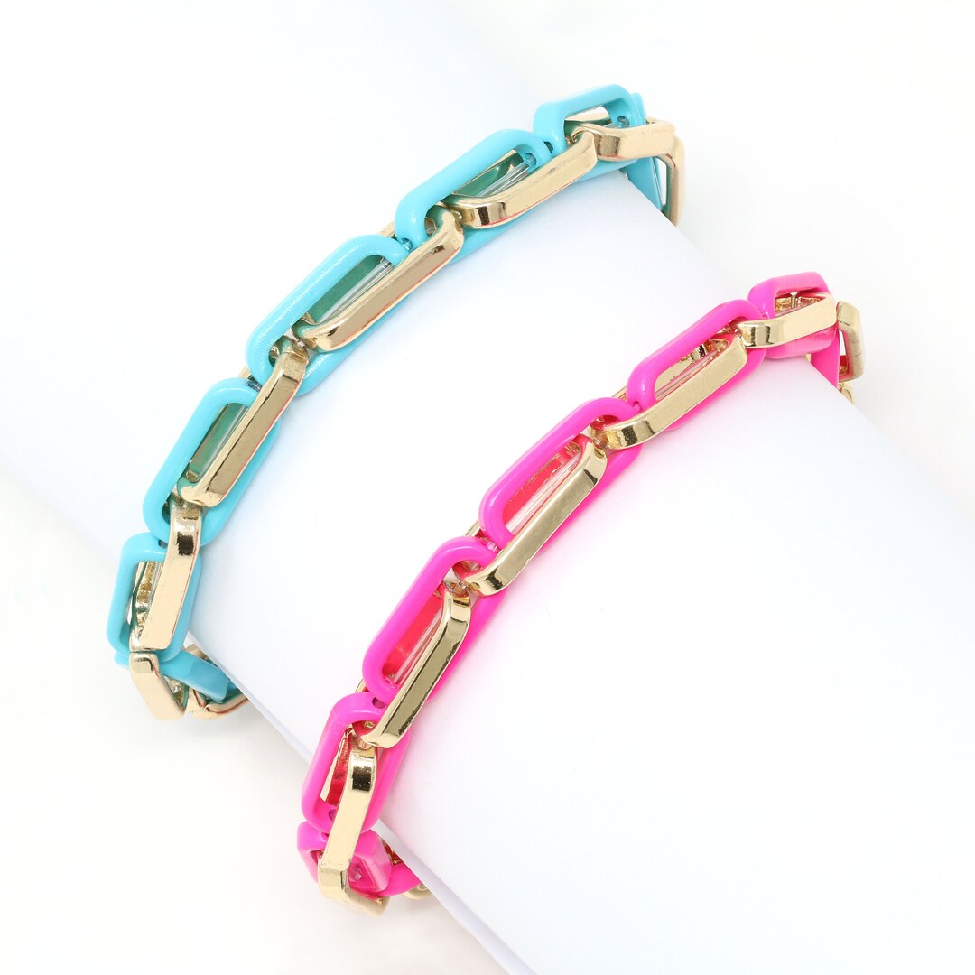 Color Stretch Bracelet, Elastic Bracelet for Women, Chain Link Bracelet ...