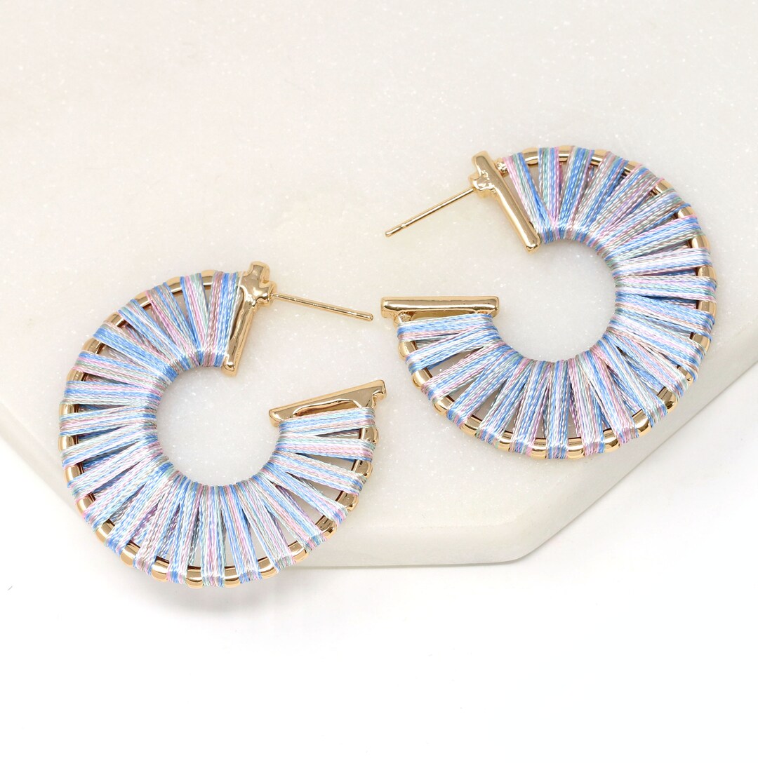 Crescent Fashion Hoop Earrings, Thread Wrapped Earring, Fashion ...