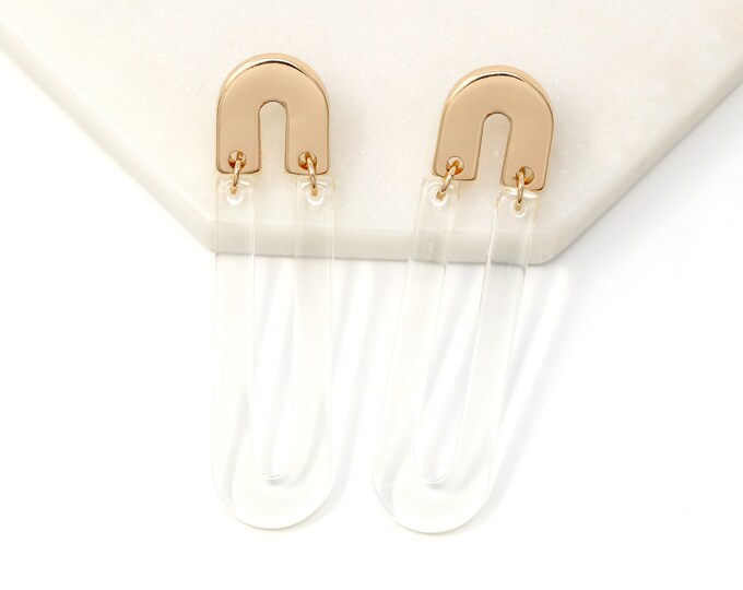 Lucite Earring, Statement Earring, Lightweight Resin Earring, Clear ...