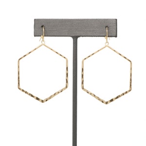 Hexagon Earring Dangle, Geometric Earring, Lightweight Earring, Polygon ...