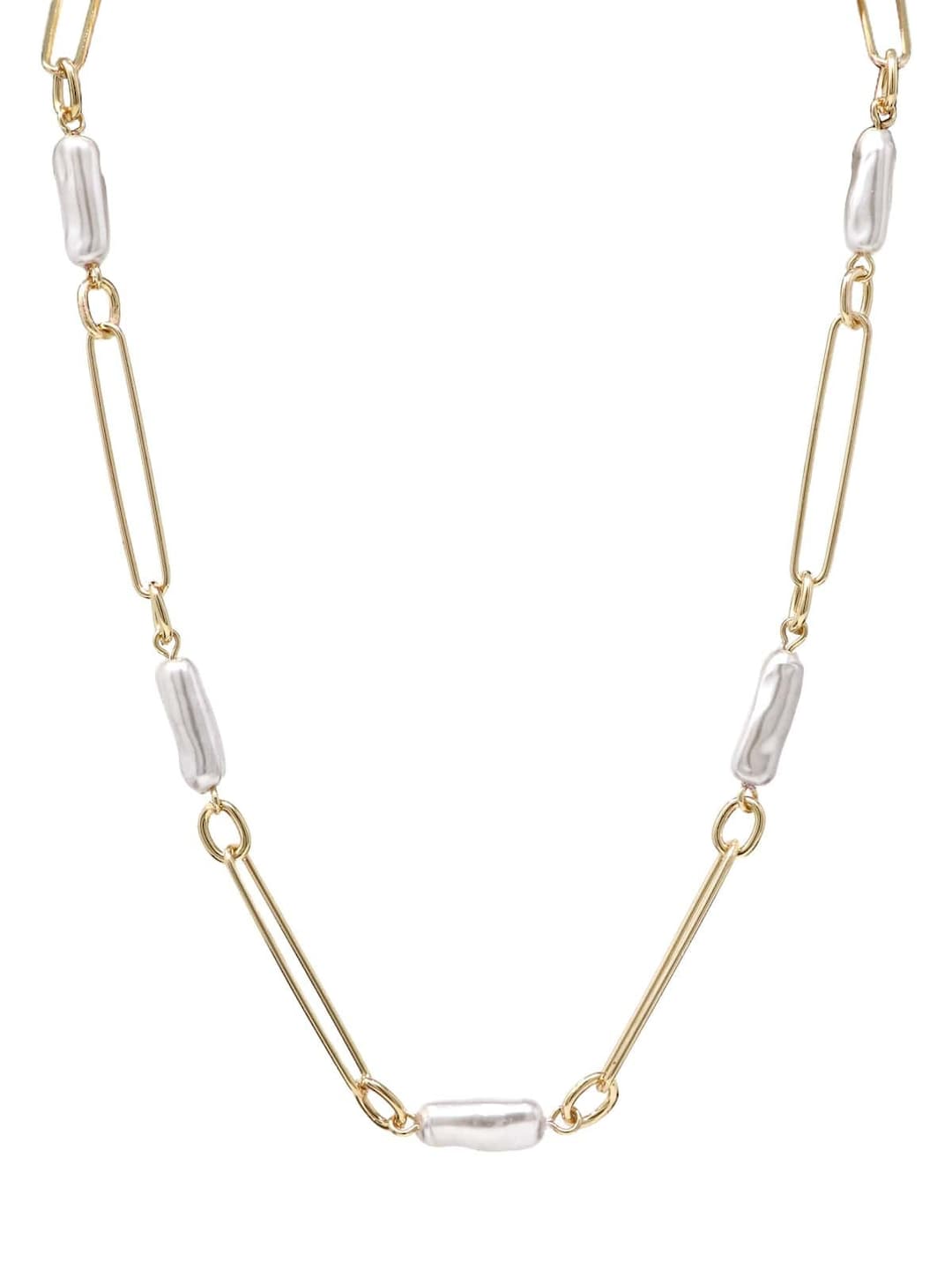 Paperclip and Pearl Chain Necklace, Chain Link Necklace Gold, Bold ...
