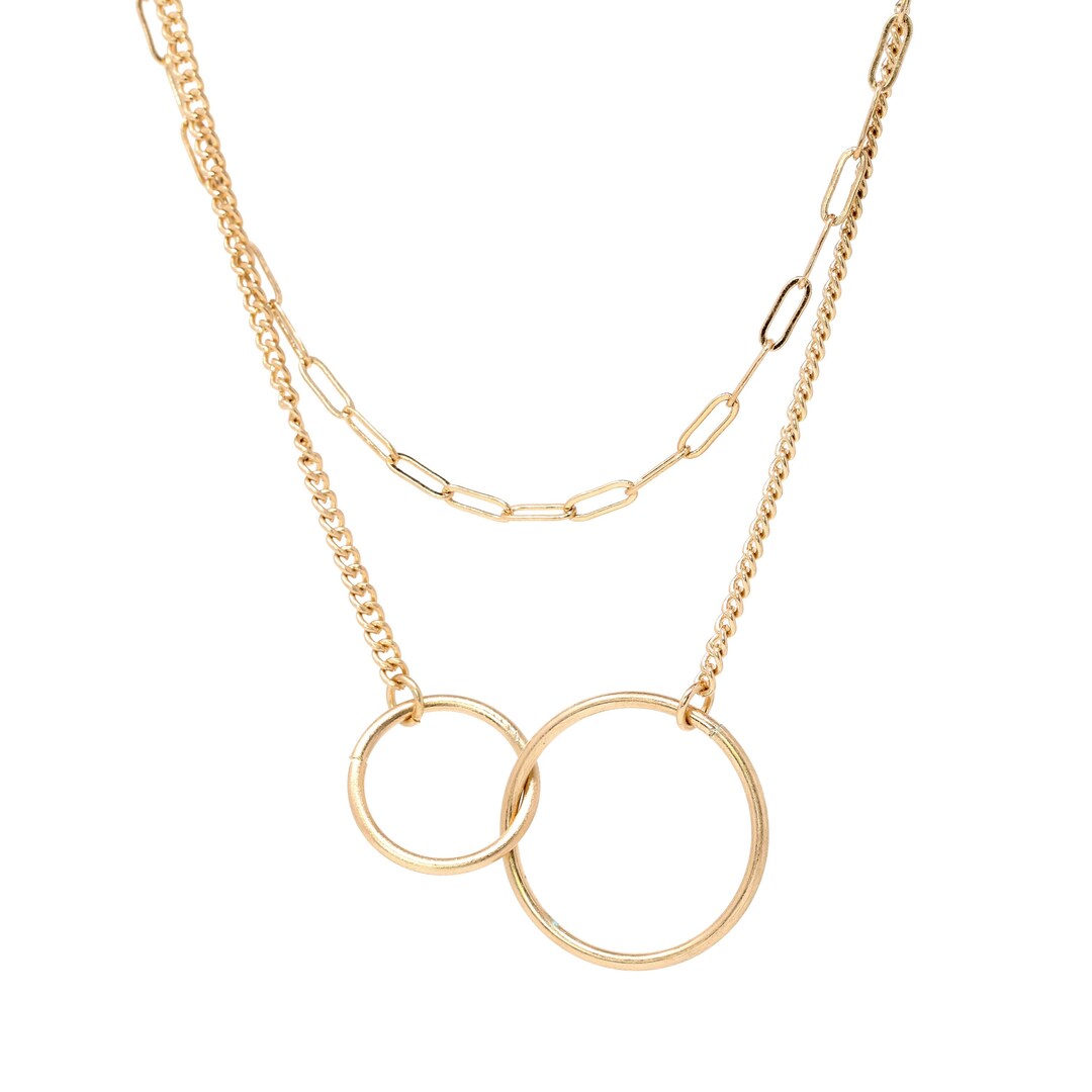 2 Tier Layer Necklace Set Interlocking Circle Necklace - Etsy