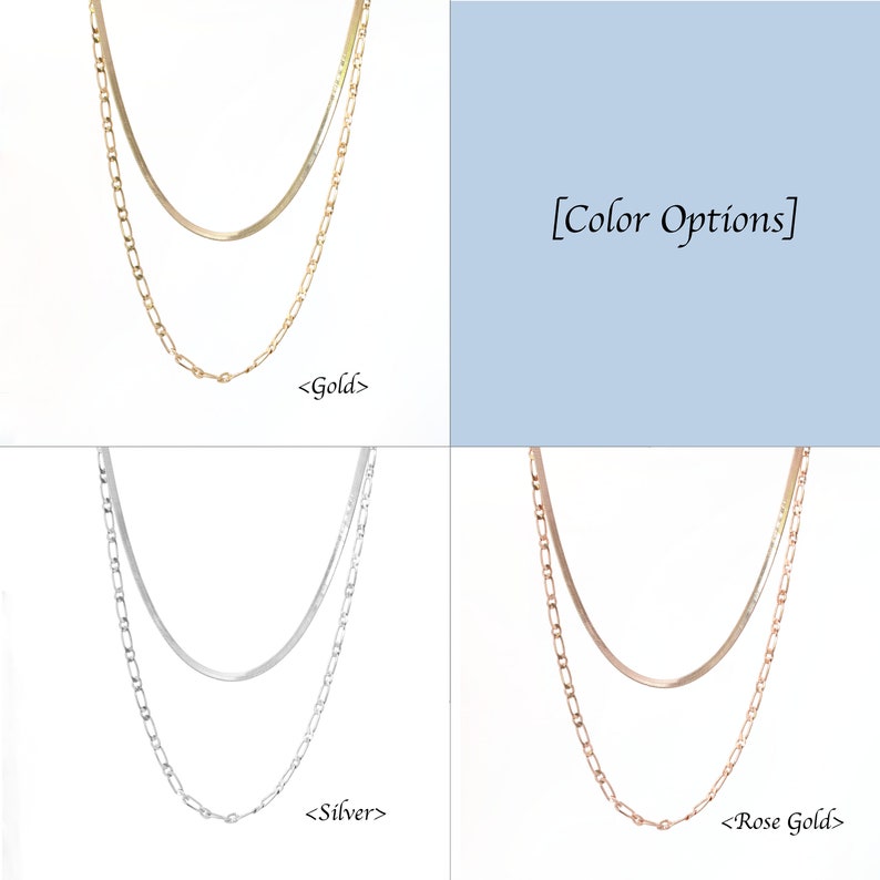 Layer Necklace Set Herringbone Chain Necklace Gold 2 Layer | Etsy