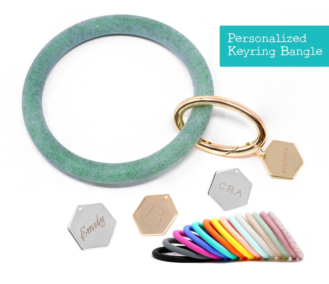 Key Chain Bracelet, Hexagon Bracelet, Keyring Personalized, Monogram ...