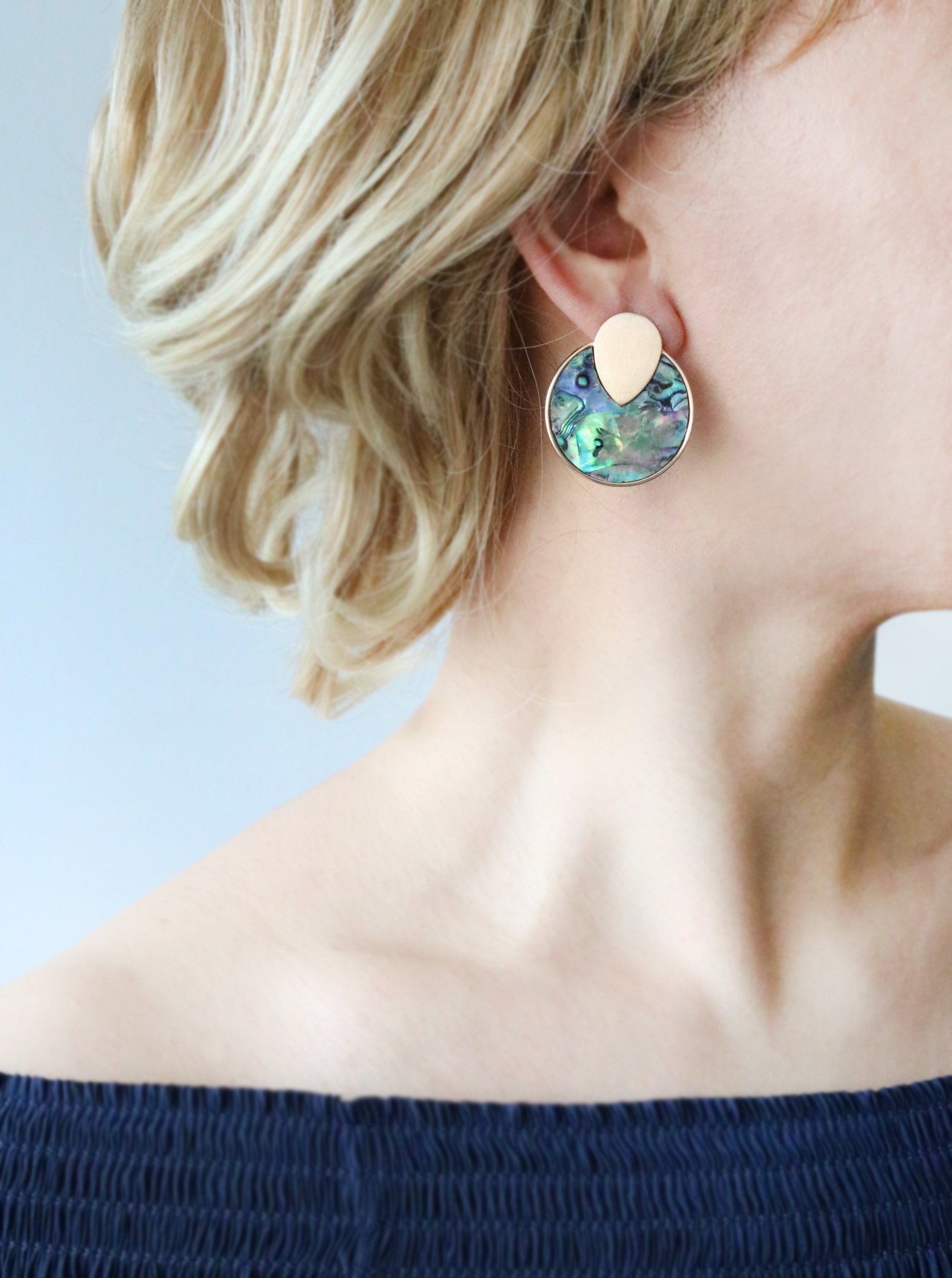 Abalone Shell Earring Stud Modern Earring Stud Gifts for | Etsy