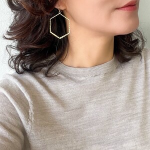 Hexagon Earring Dangle, Geometric Earring, Lightweight Earring, Polygon ...