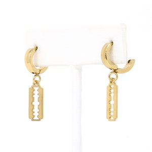 Stainless Steel Earring, Razor Blade Earring Gold, Hypoallergenic Metal ...