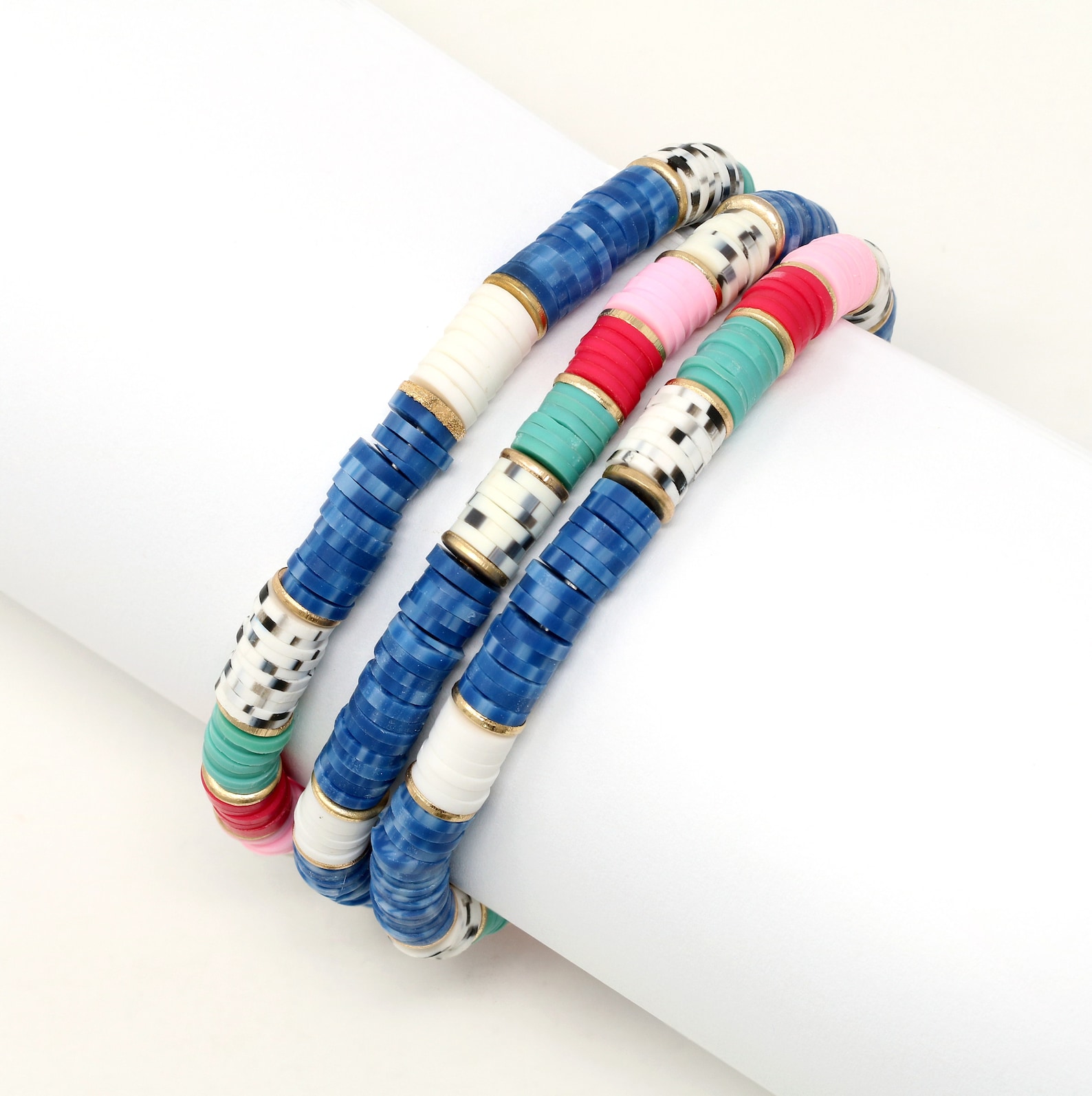 Stackable Bracelets Set, Multi Color, Rubber Beads Bracelet, 3 ...