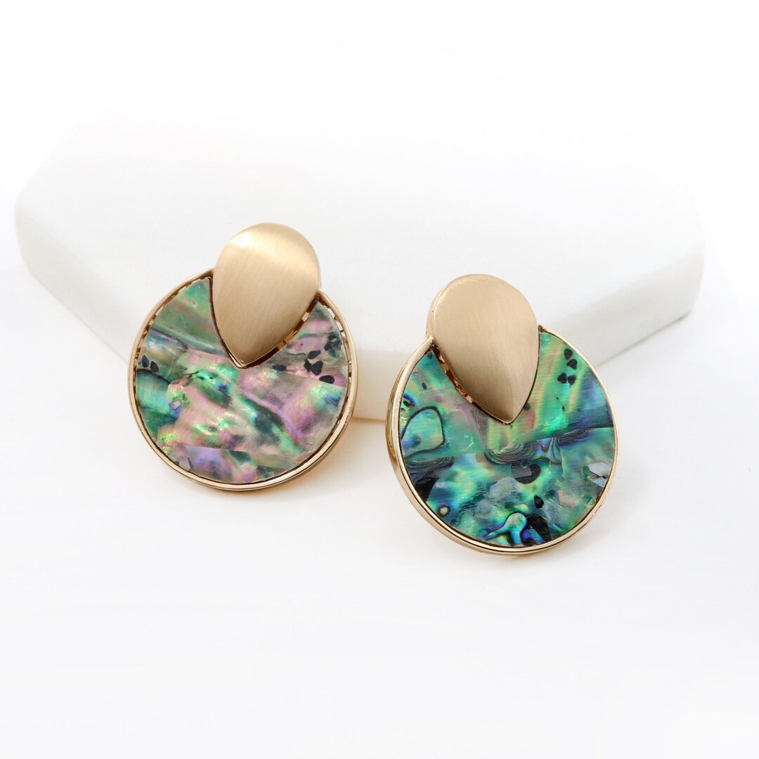 Abalone Shell Earring Stud Modern Earring Stud Gifts for - Etsy