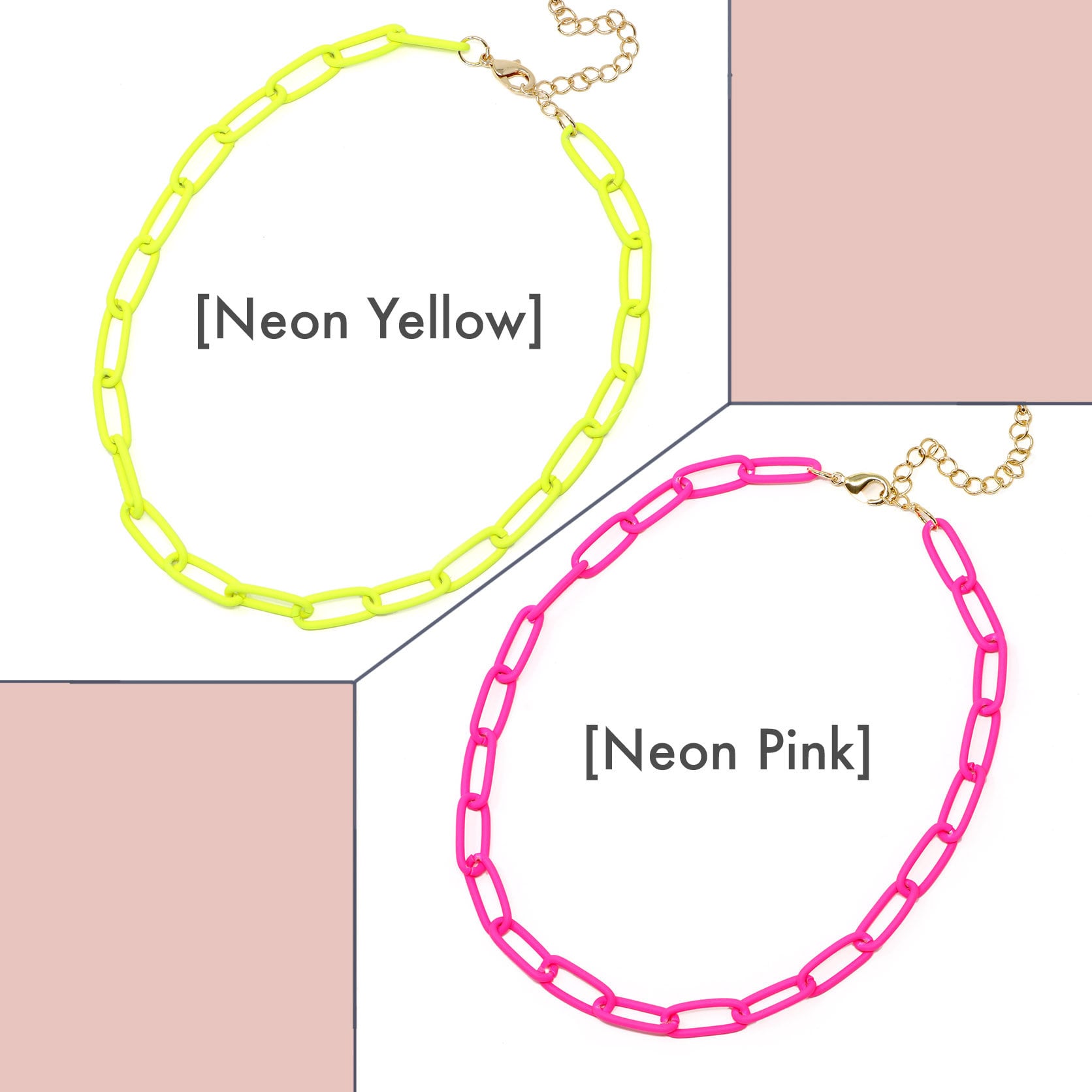 Neon Yellow Necklace, Paperclip Chain Necklace, Oversized Chain ...