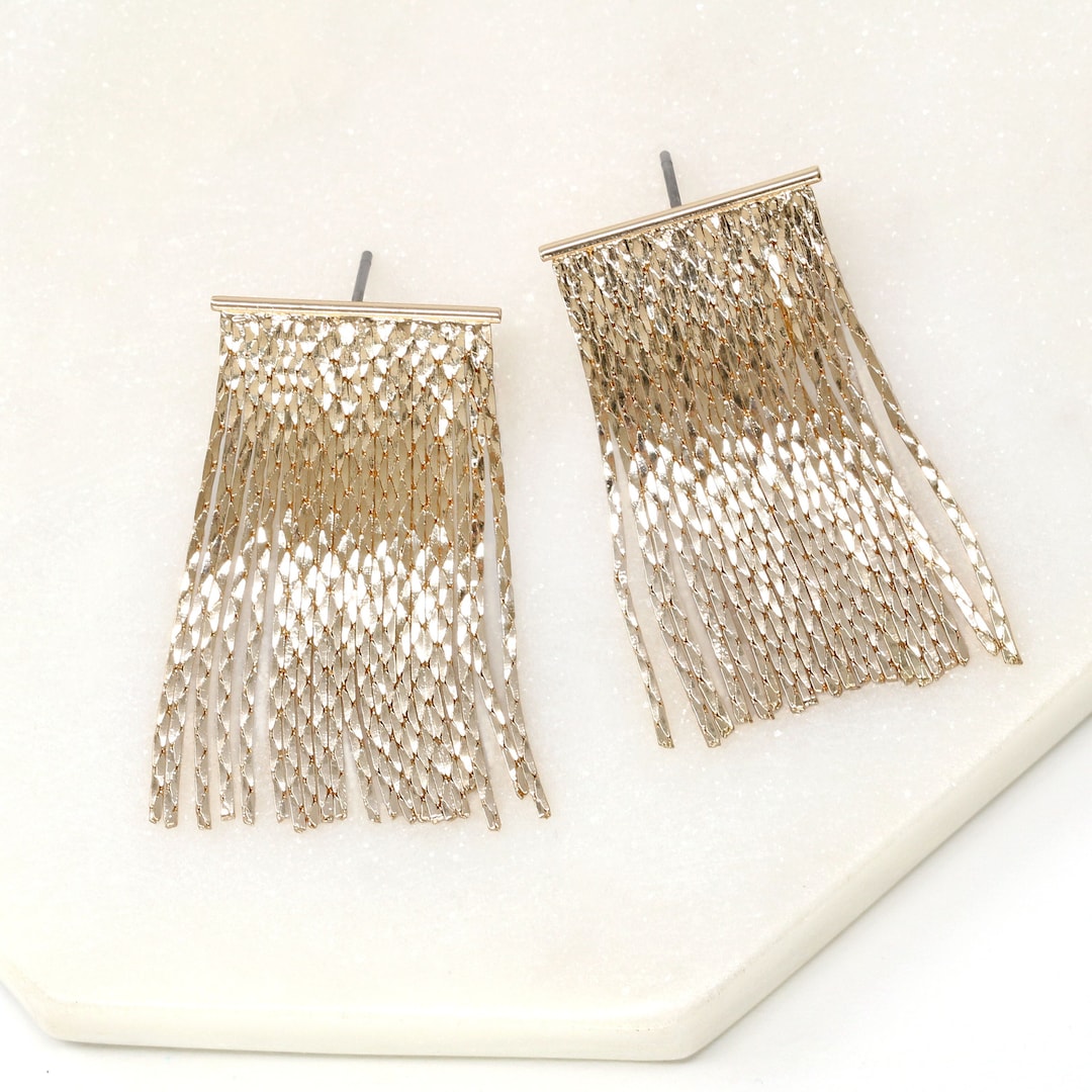 Delicate Chain Fringe Earring Gold, Chain Tassel Earring, Dripping ...