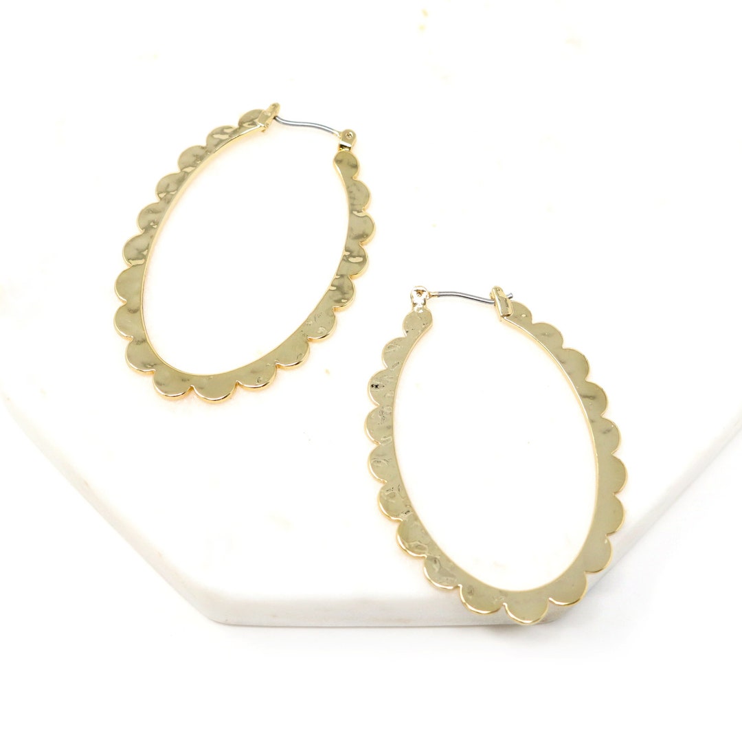Hammered 40mm Oval Hoops, Over Shape Modern Hoop Earrings, Gift for Her ...